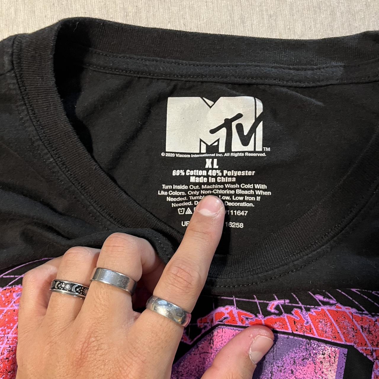 MTV Black/Pink Long-Sleeve Graphic Shirt Fits Men’s... - Depop