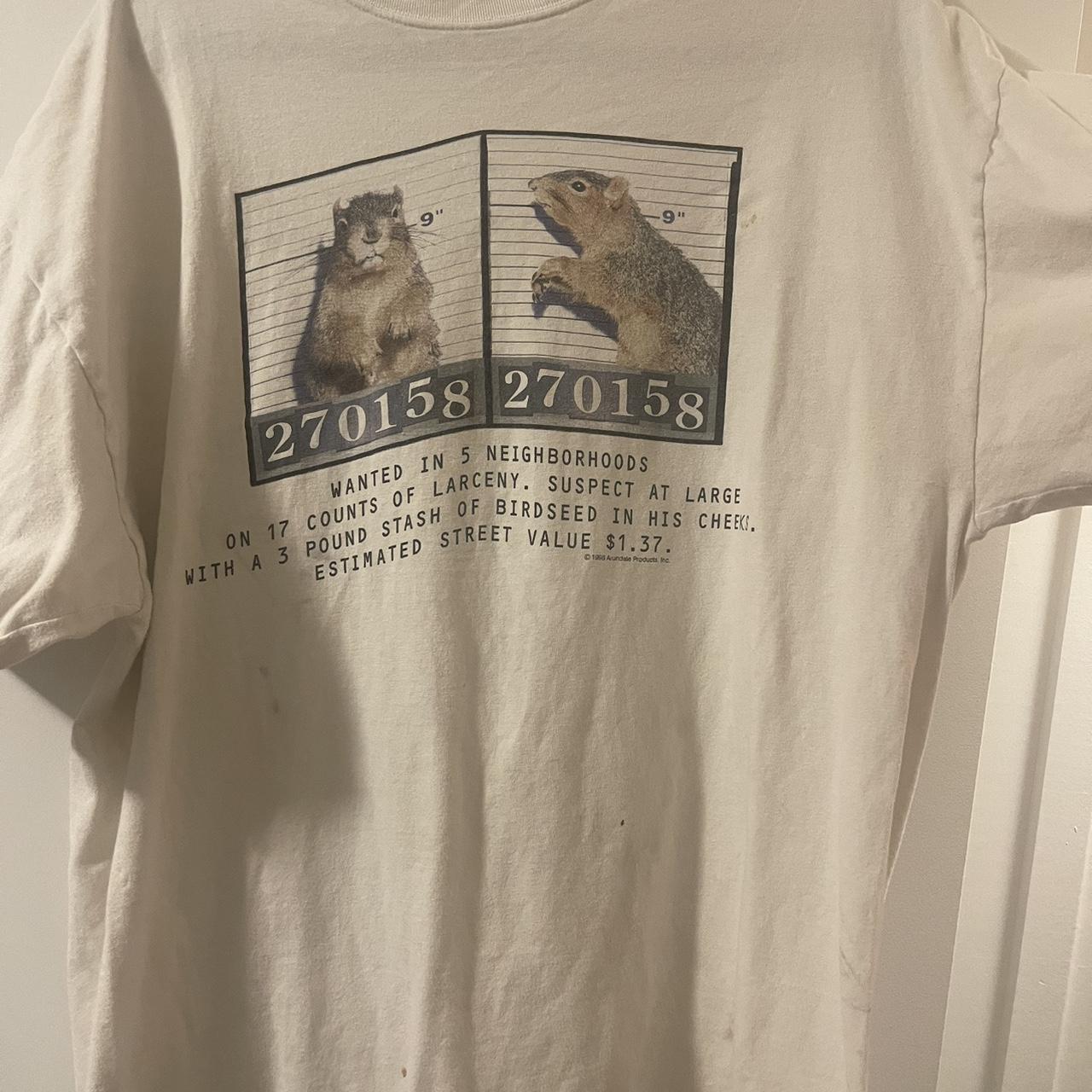 1996 Funny Squirrel Mugshot shirt Few stains... - Depop