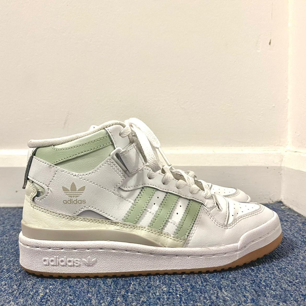 ADIDAS FORUM MID Sage / mint / light green stripes... - Depop