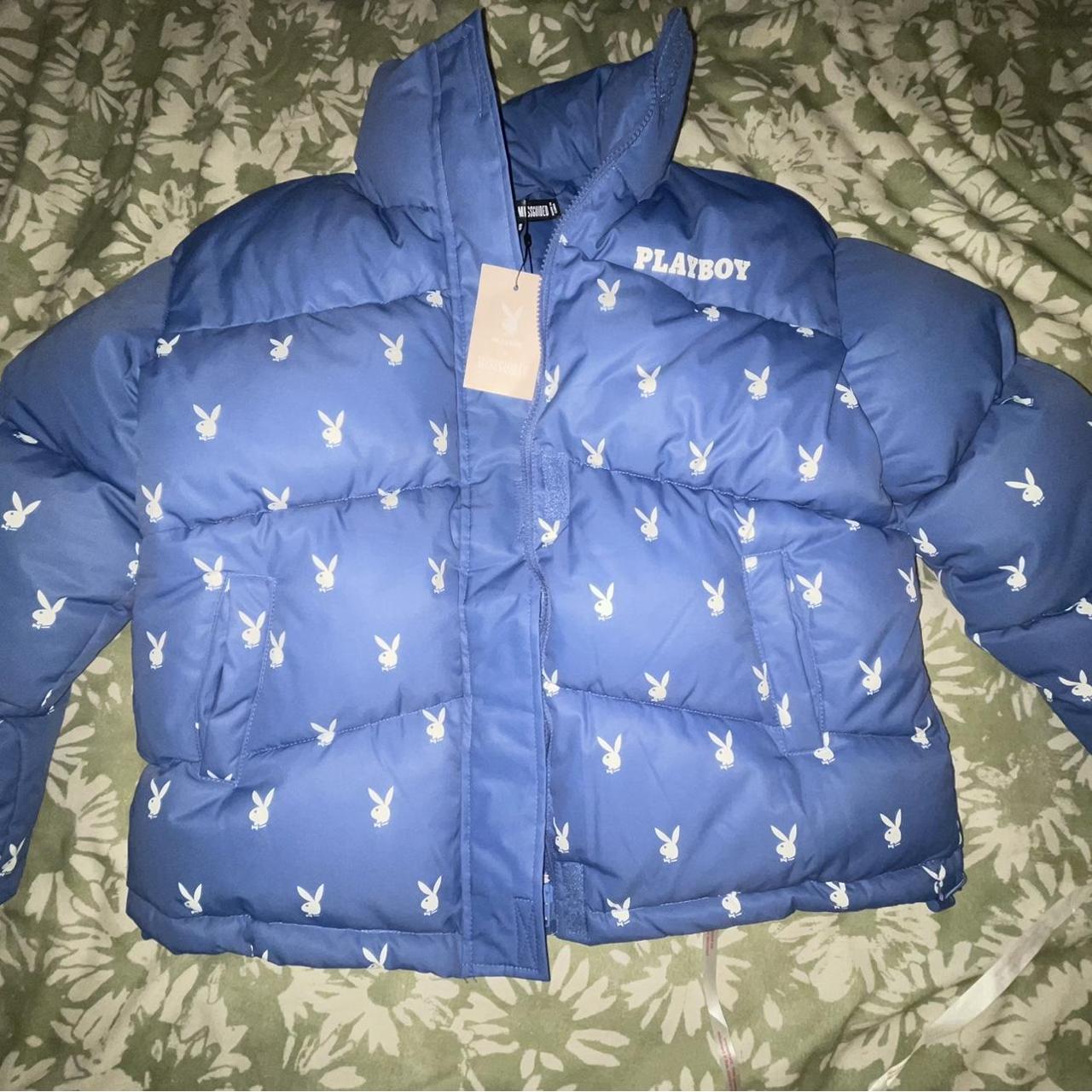 PLAYBOY BLUE BUNNY PRINT PUFFER JACKET ! brand new... - Depop