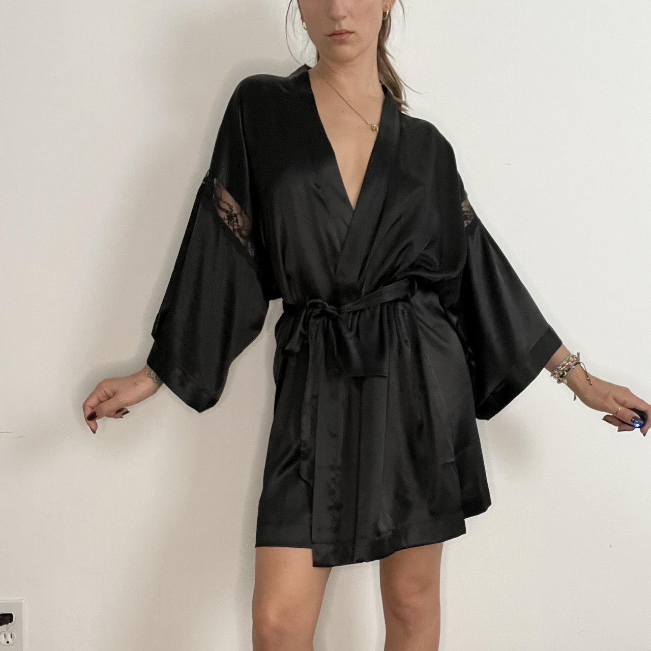 Victoria Secret black robe Silk/satin and... - Depop