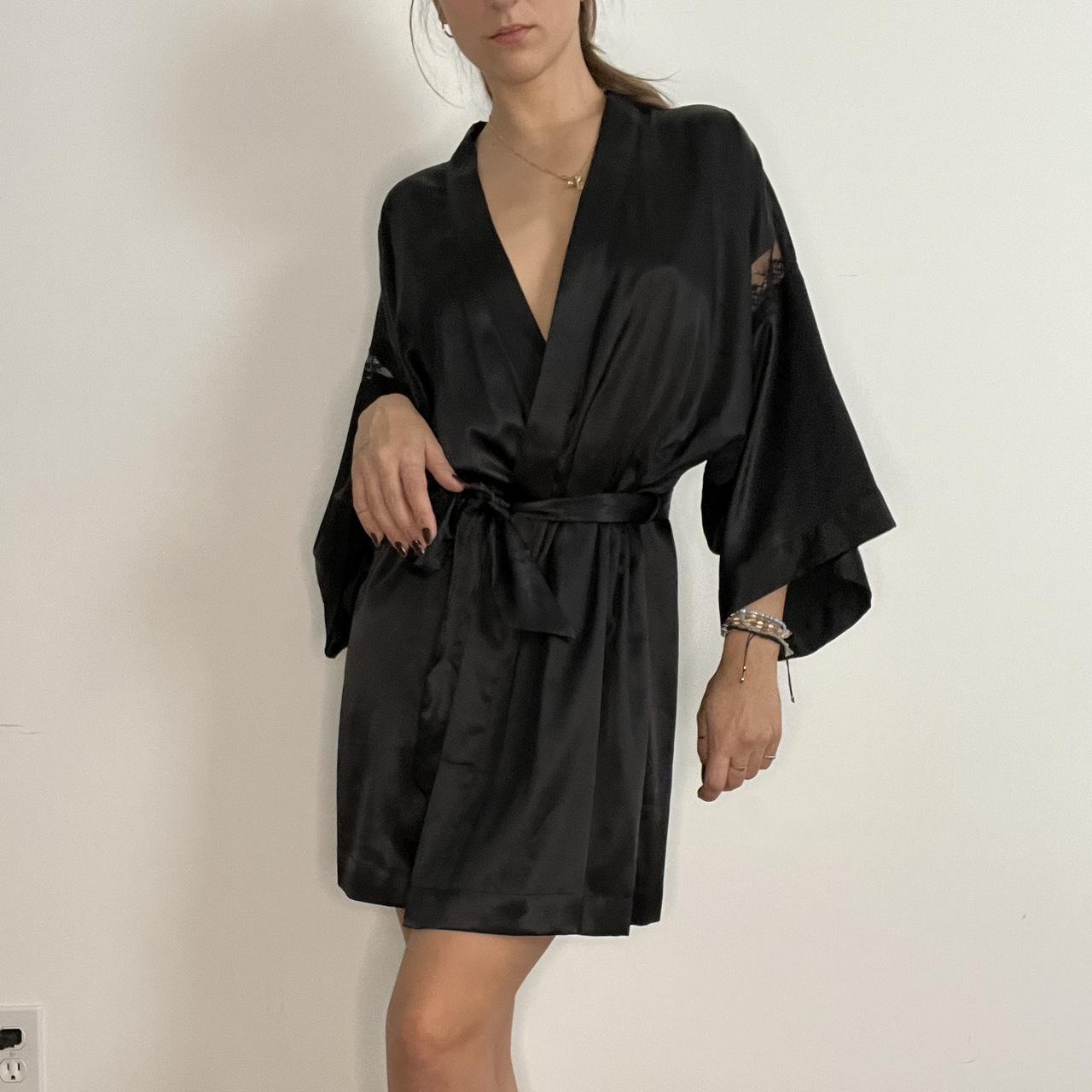 Victoria Secret black robe Silk/satin and... - Depop