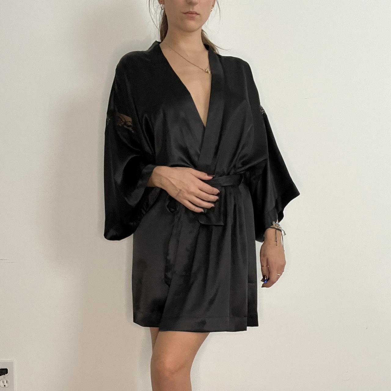 Victoria Secret black robe Silk/satin and... - Depop