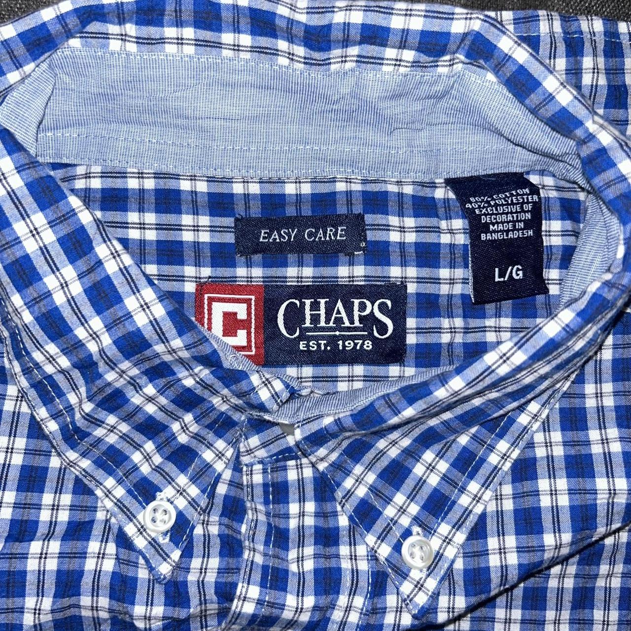 Ralph Lauren / Chaps - Checkered Blue Shirt - Size... - Depop