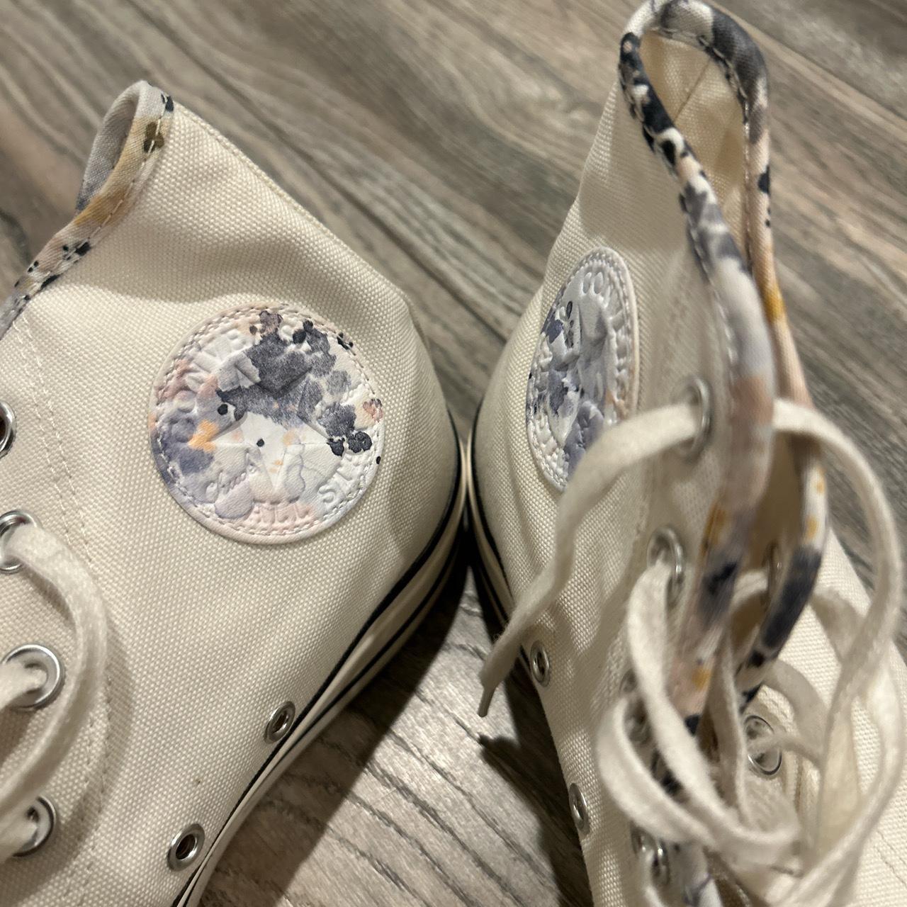 off white converse! With minimal water color design!... - Depop