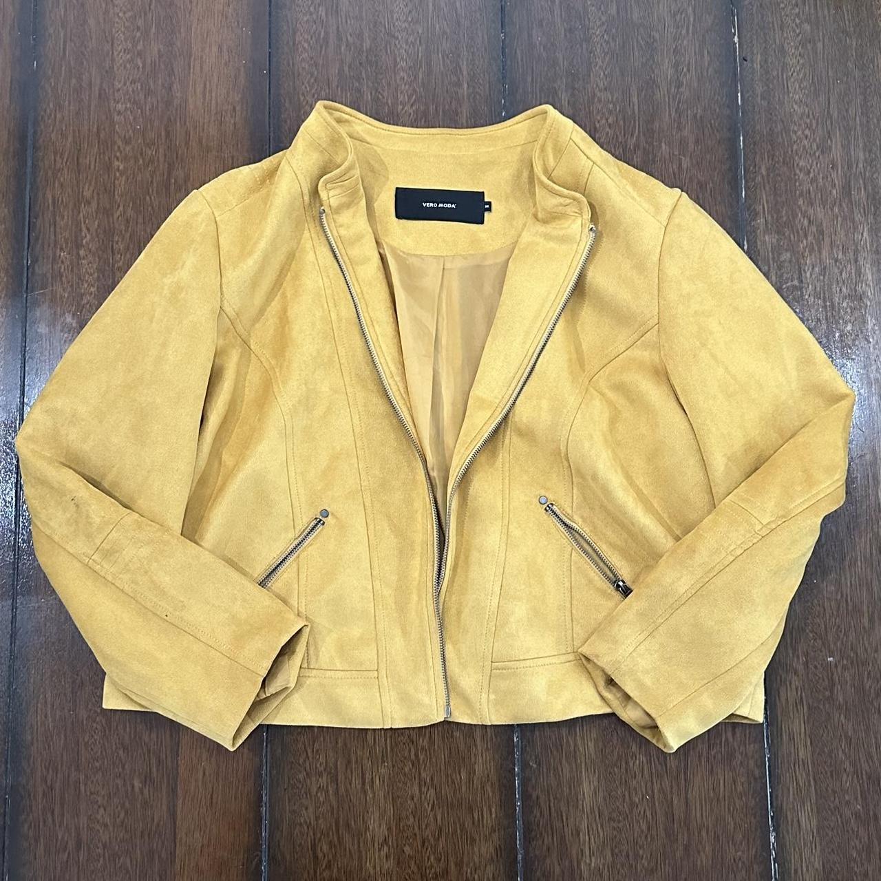 Yellow Vero Moda Suede Jacket - Depop