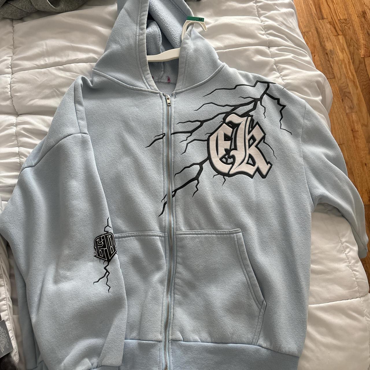 Edikted light blue zip up hoodie #edikted #zipup... | Depop