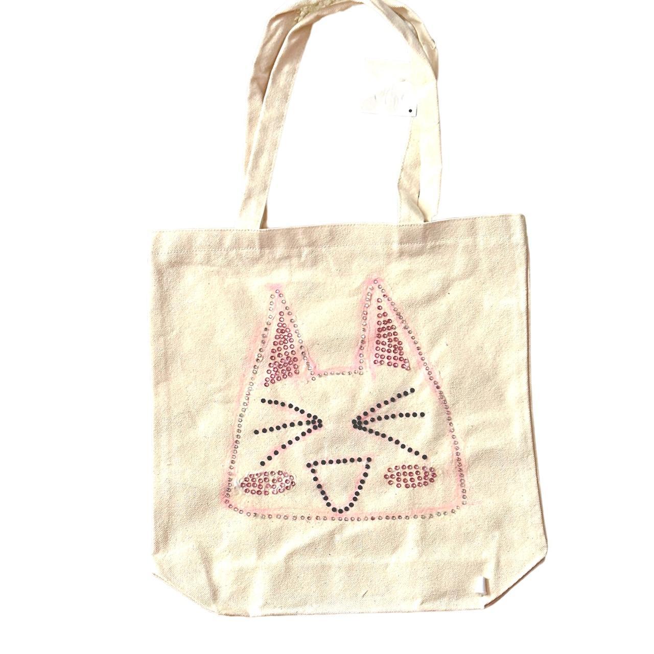 Handmade toro cat tote bag 12in x 12in Bedazzled by... - Depop