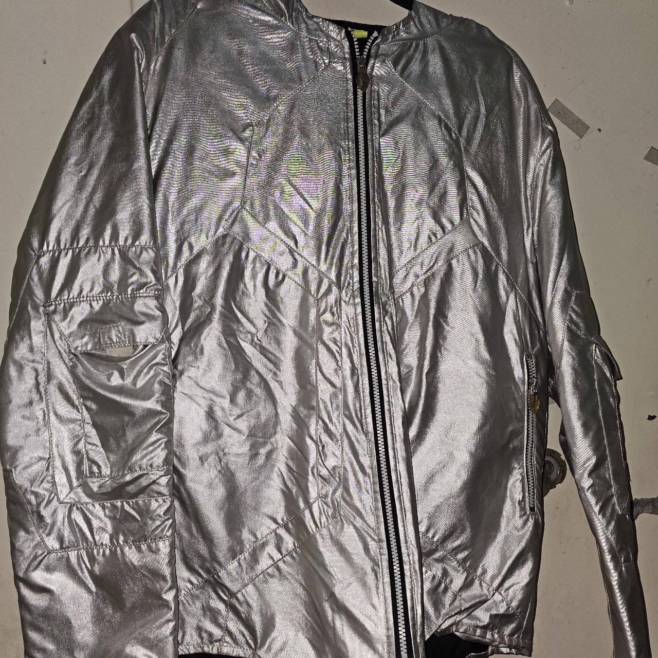 Cyberdog silver jacket size small worn but has life... - Depop