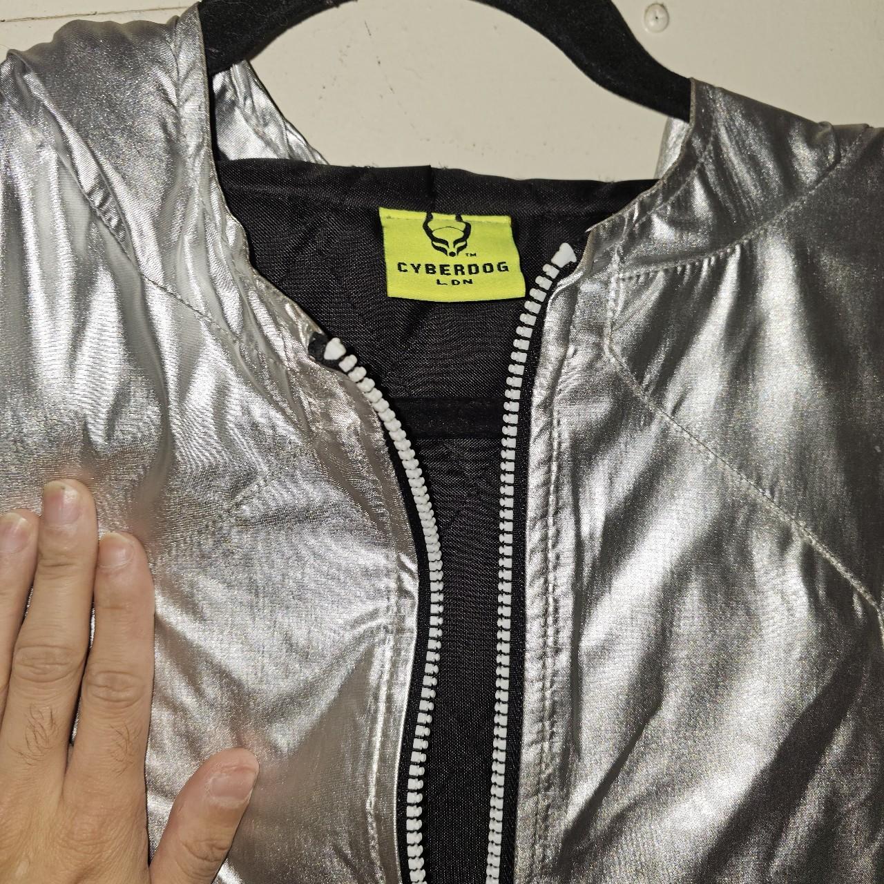 Cyberdog silver jacket size small worn but has life... - Depop