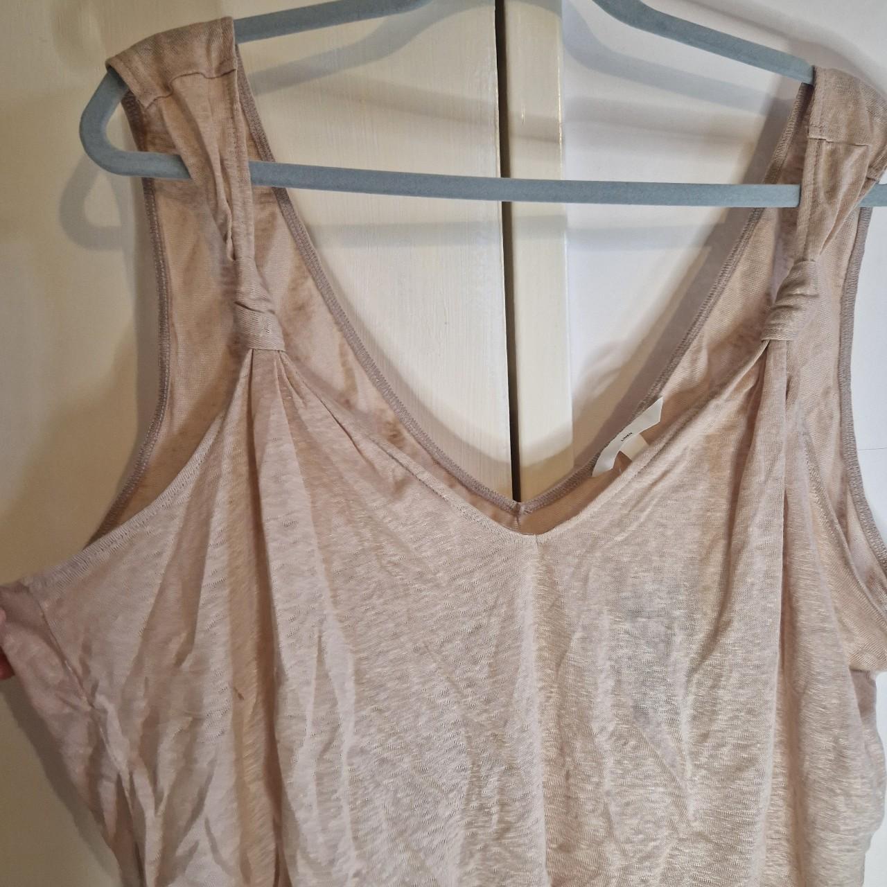 Beige/stone/light tan linen top. Very cute knot... - Depop