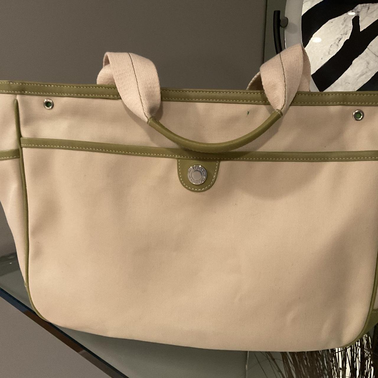 Coach Bone Fabric with Apple Green Leather Trim... | Depop