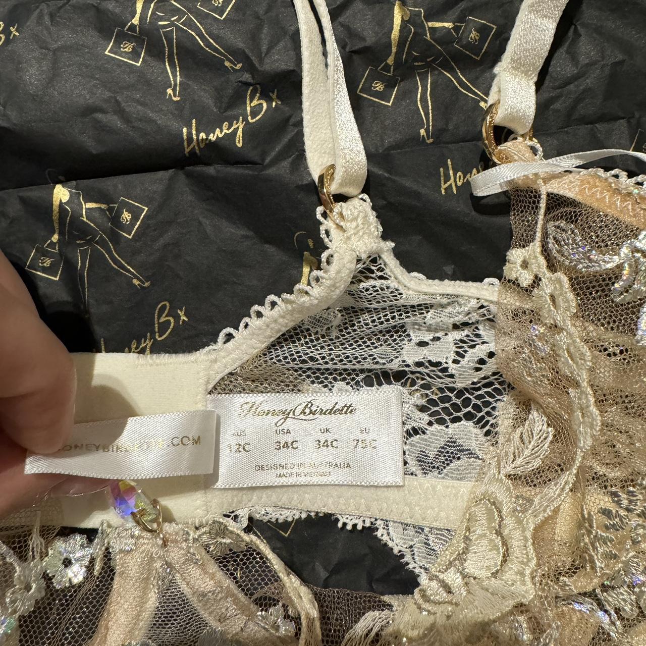 Honey Birdette WHITNEY Bra & Thong in Ivory Bra -... - Depop