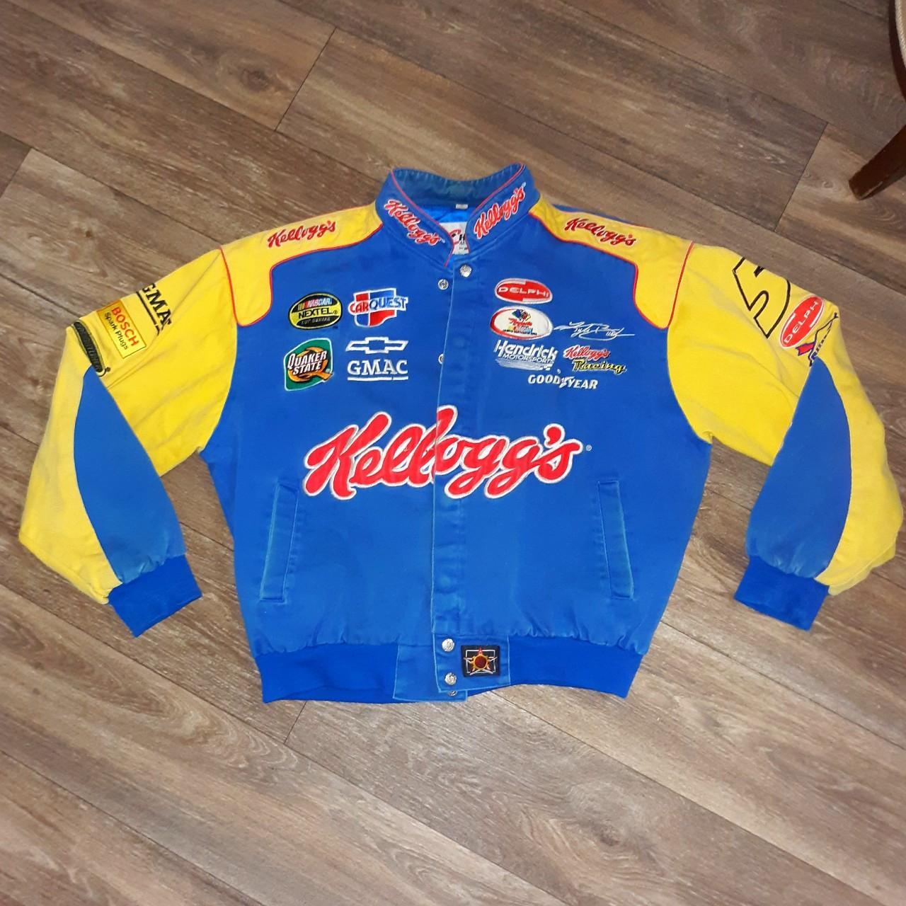 NASCAR Men's Blue and Yellow Jacket | Depop