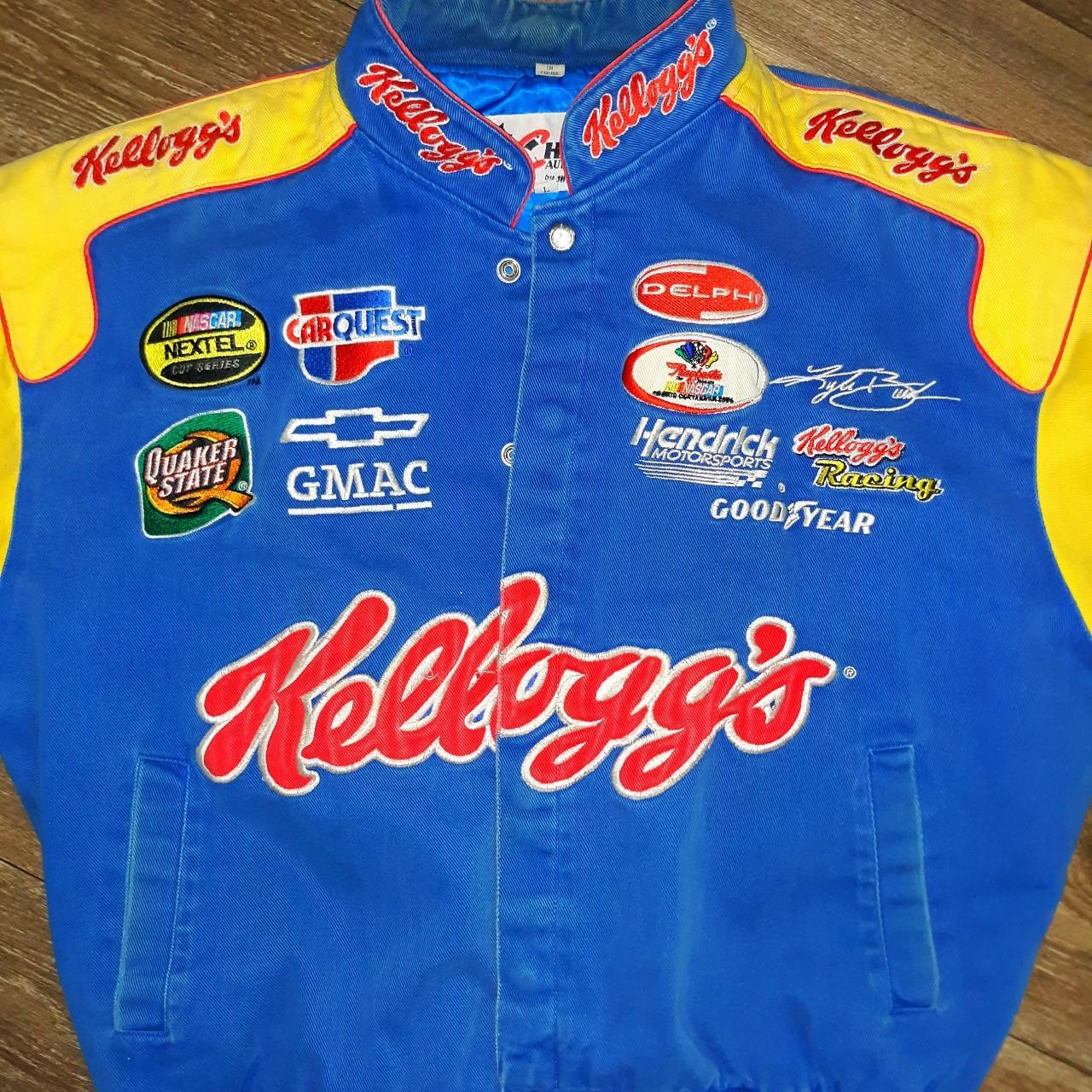NASCAR Men's Blue and Yellow Jacket | Depop