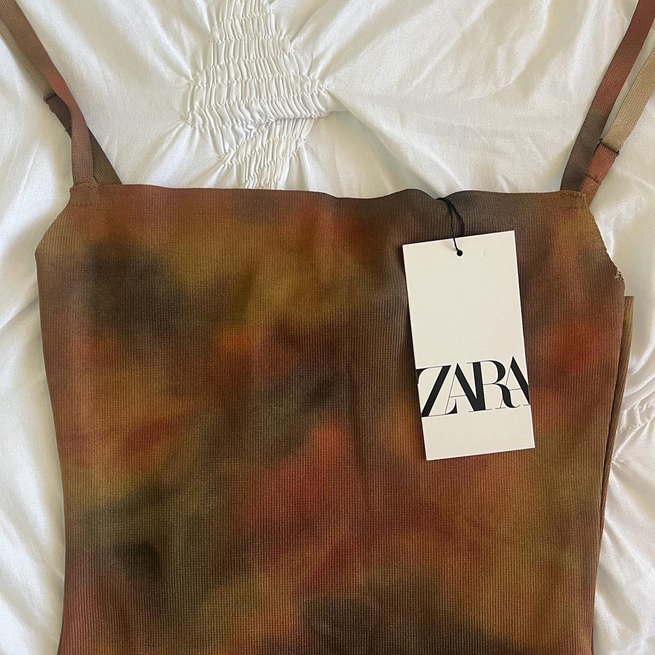 Zara multicolor square neck bodysuit tank top ♡... - Depop