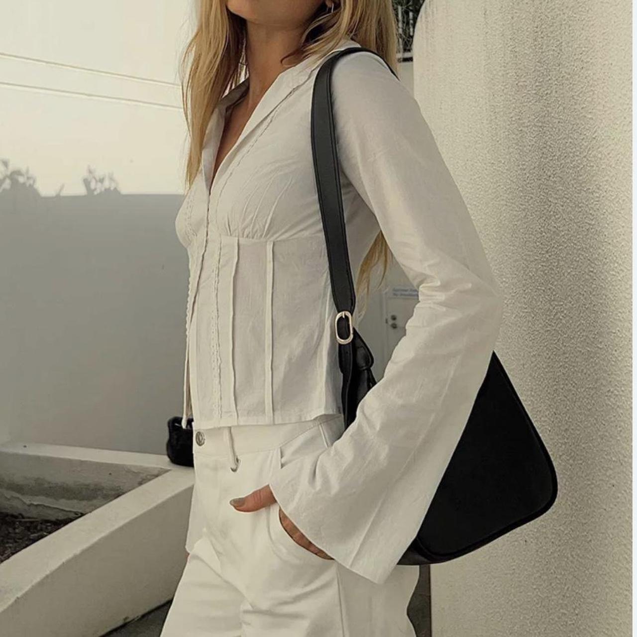 Princess Polly white button up in Ivory size 4 Runs... - Depop