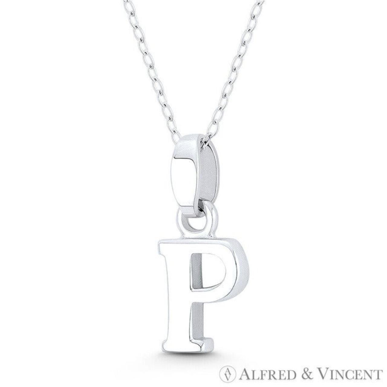Initial Letter "P" Charm 3D Pendant in .925 Sterling... - Depop