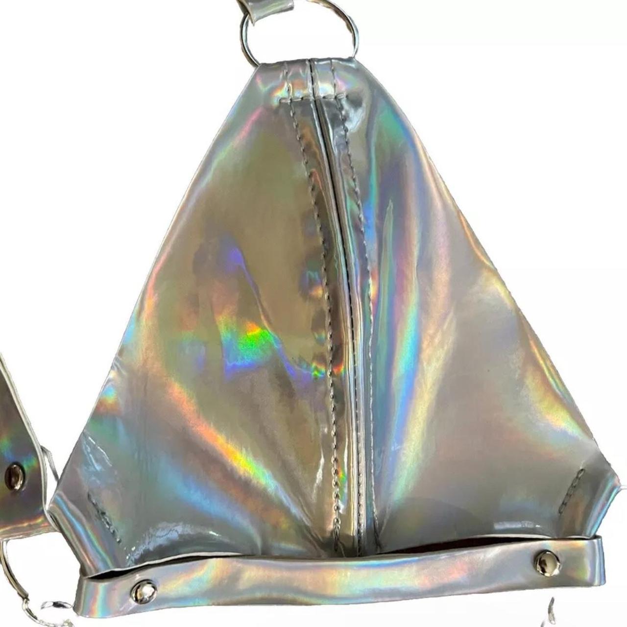 Holographic rave top Belt Buckle connection /... | Depop