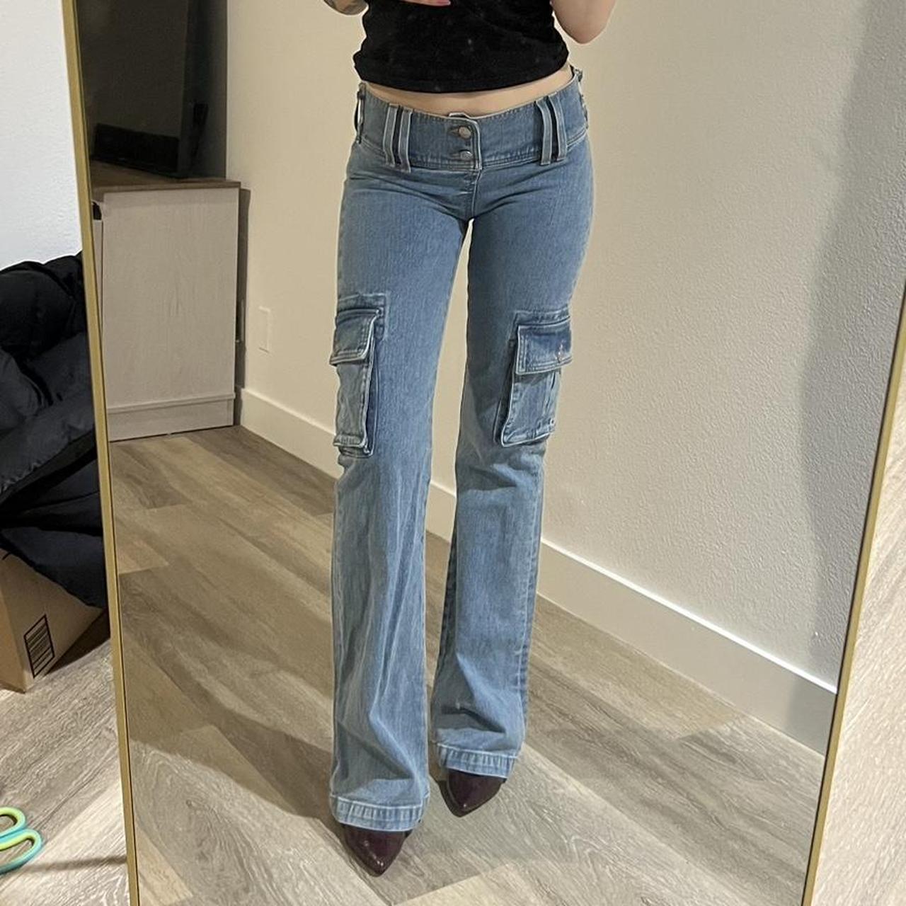 Low rise Revice flare cargo jeans #y2k cassie... | Depop