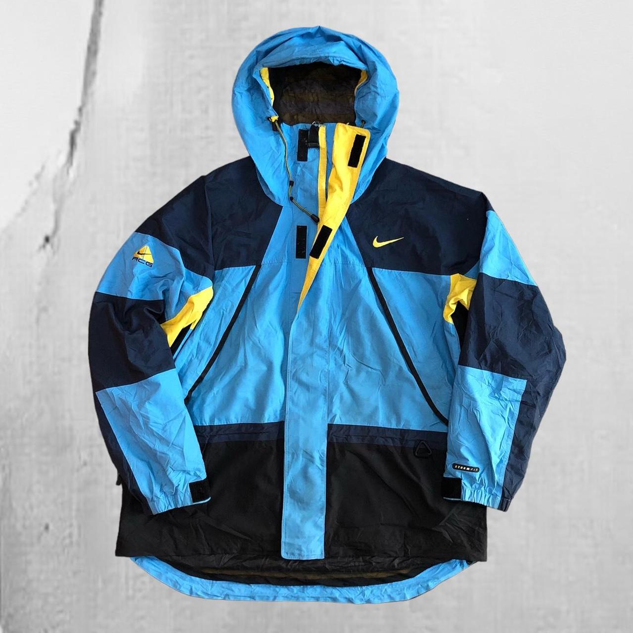 Nike ACG Men's Blue and Yellow Jacket | Depop