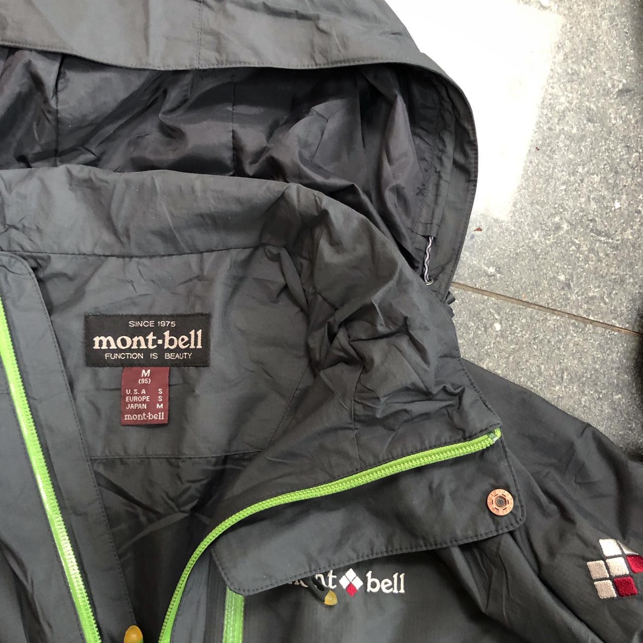 Montbell jacket in grey with green zips. Waterproof... - Depop