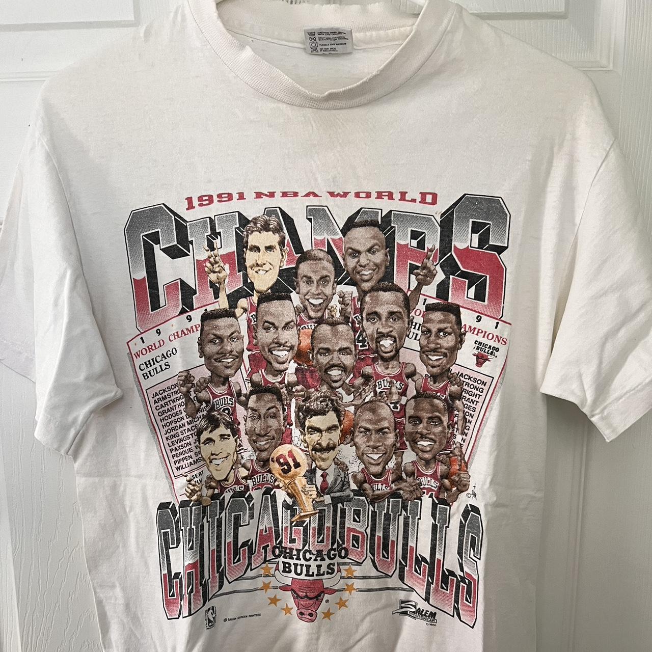 1991 Chicago Bulls NBA World Champions Tee Marks... - Depop