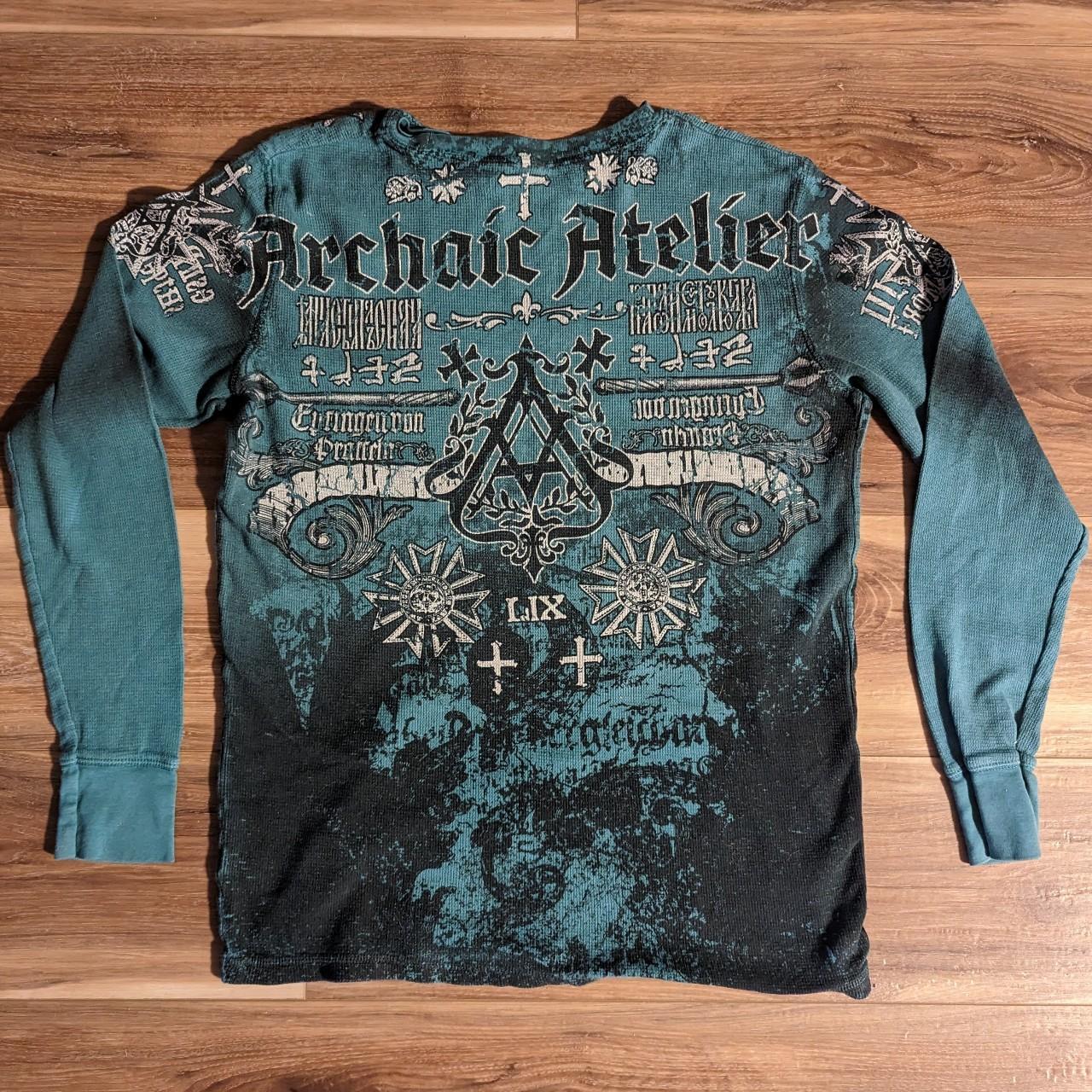 RARE ARCHAIC AFFLICTION teal long sleeve thermal... - Depop