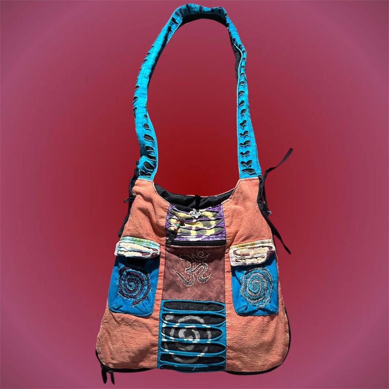 Boho multi-coloured shoulder bag with multiple... | Depop