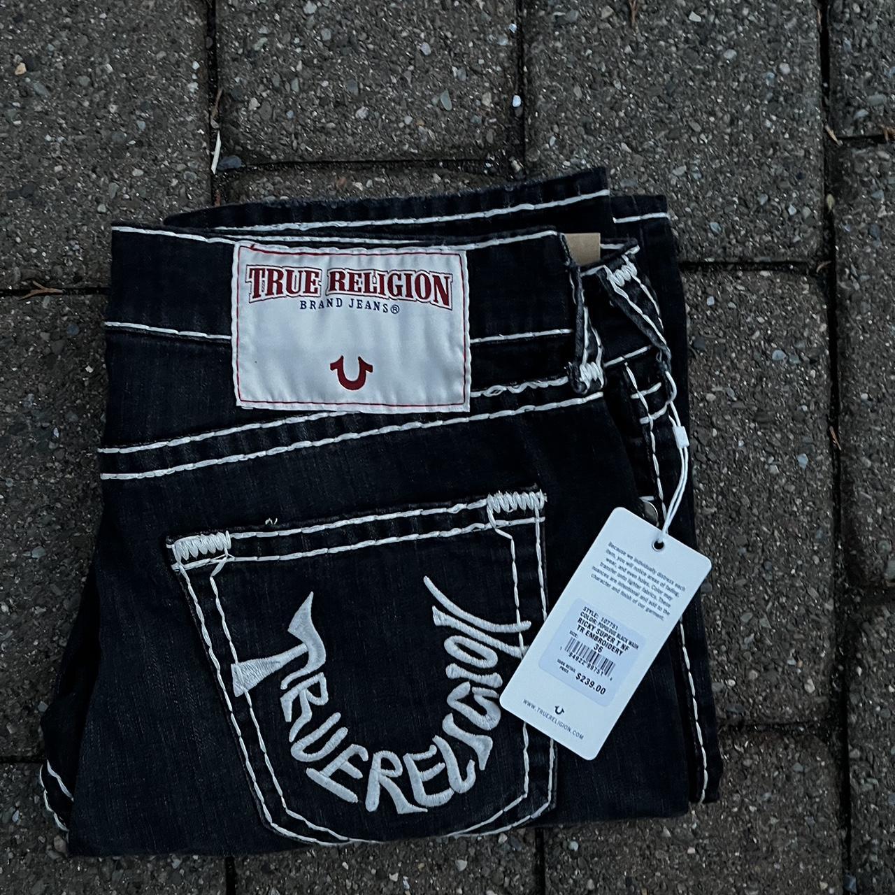 True Religion Ricky super T NF TR Embroidered... - Depop