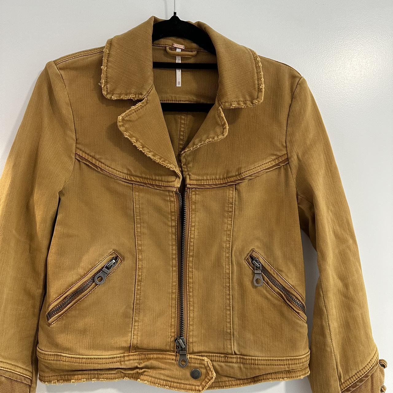 Free People mustard denim jacket, XS, perfect condition - Depop