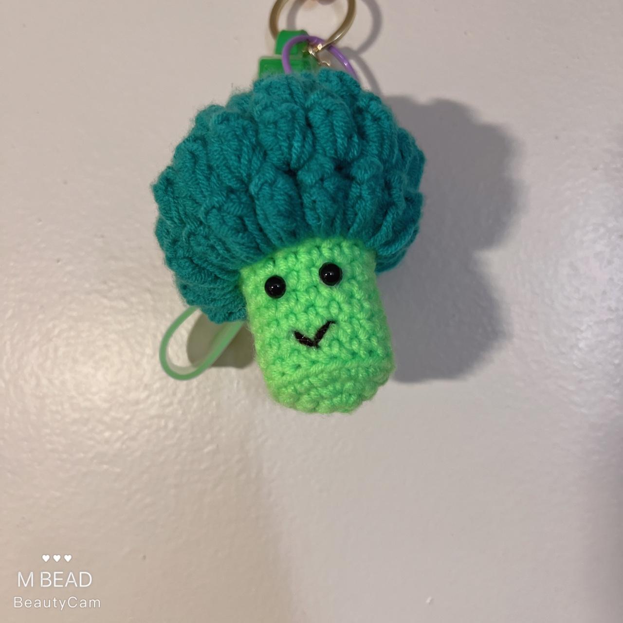 Handmade crochet broccoli keychain Light and dark... - Depop