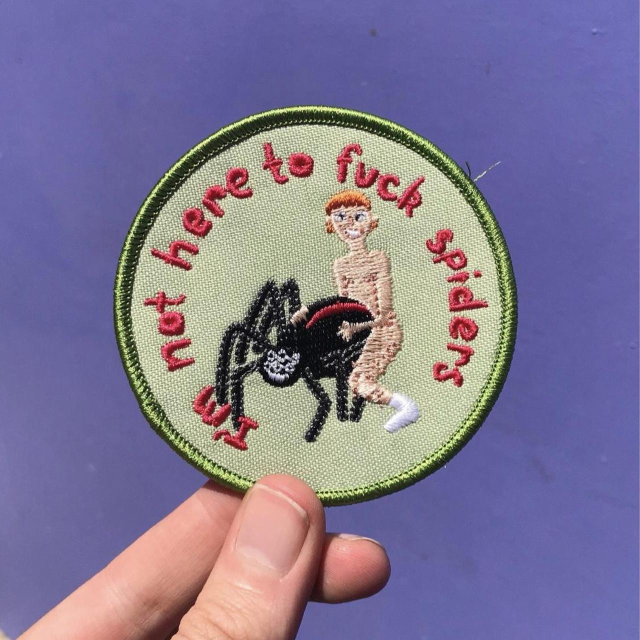 🐨 💚 not here to beeeeeeeep spiders, iron on patch💚🐨... | Depop