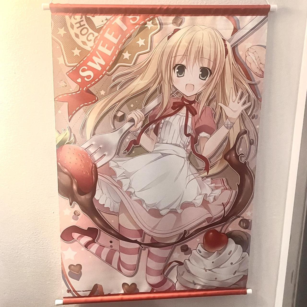 b2 anime girl tapestry condition depicted in the... - Depop