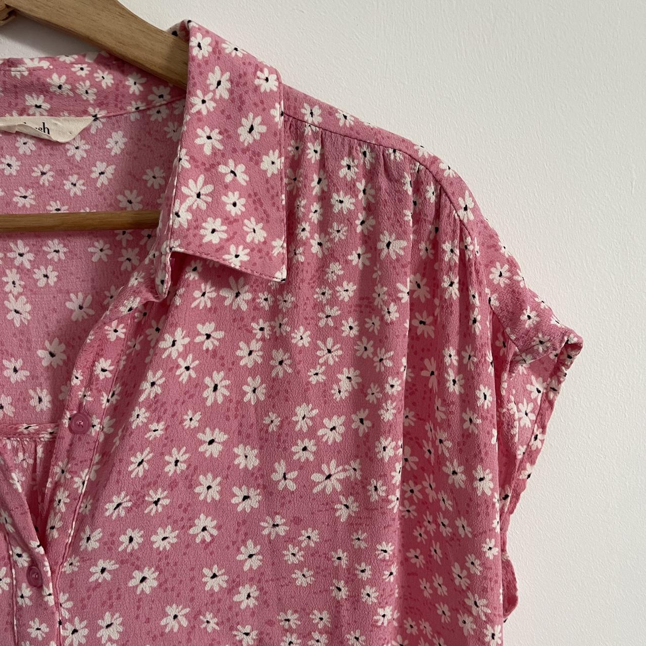 Hush pink floral cap sleeve blouse, summer, UK size 10 - Depop