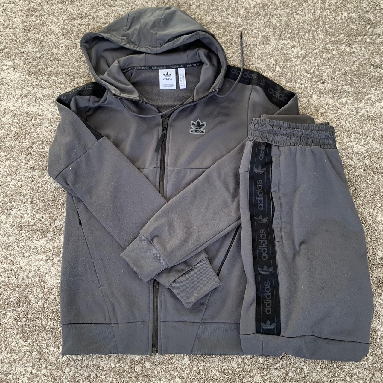 Adidas grey tracksuit, xs, used but good condition... - Depop