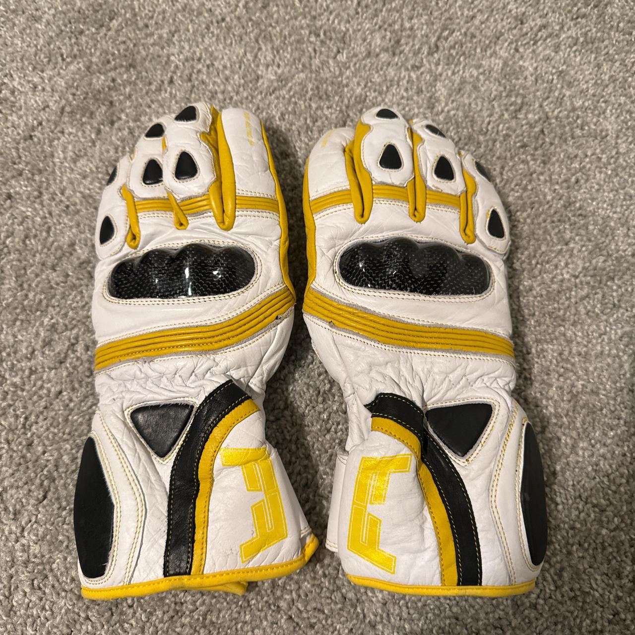 White and Yellow Fuxi Racing Ski Gloves (with... - Depop