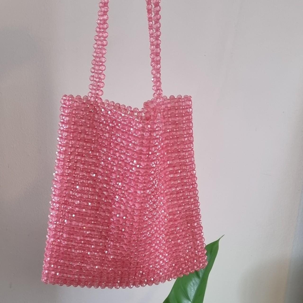 GORGEOUS HANDMADE BEADED PINK BAG VINTAGE Insane... - Depop