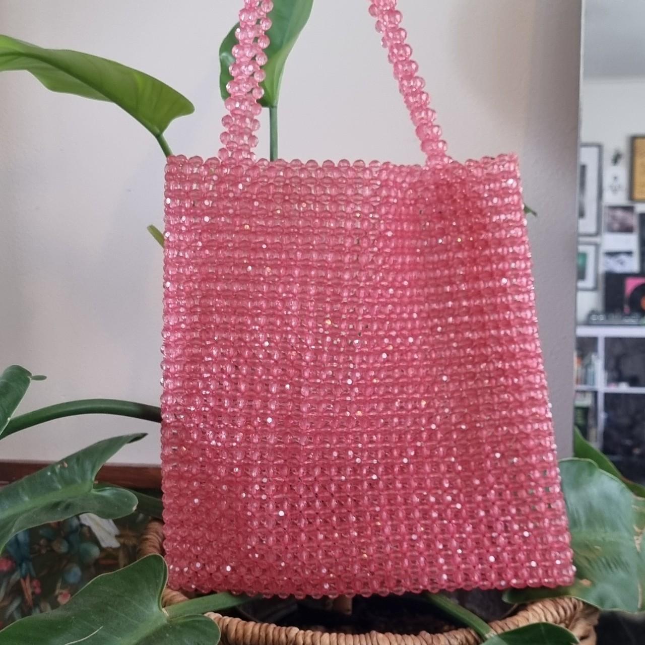 GORGEOUS HANDMADE BEADED PINK BAG VINTAGE Insane... - Depop