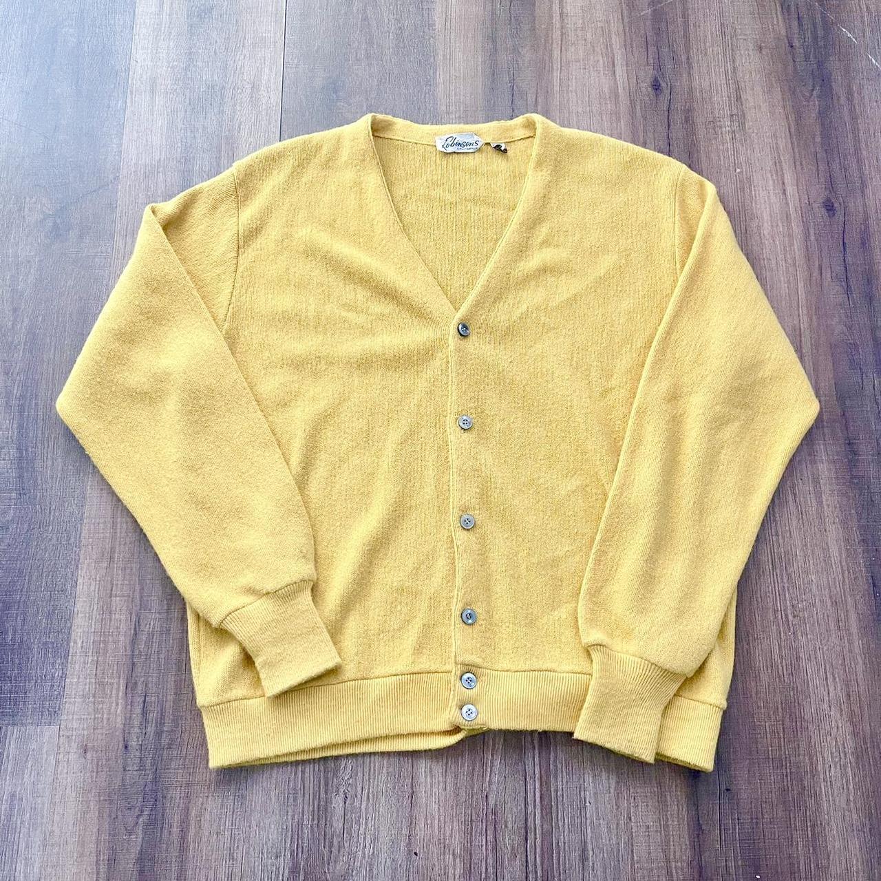 TRUE VINTAGE 60s YELLOW ACRYLIC GRUNGE GRANDPA... - Depop