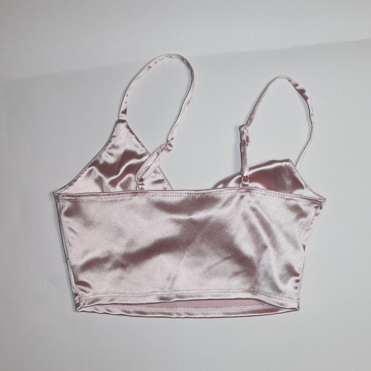 Baby pink satin crop top, worn once for photoshoot! - Depop
