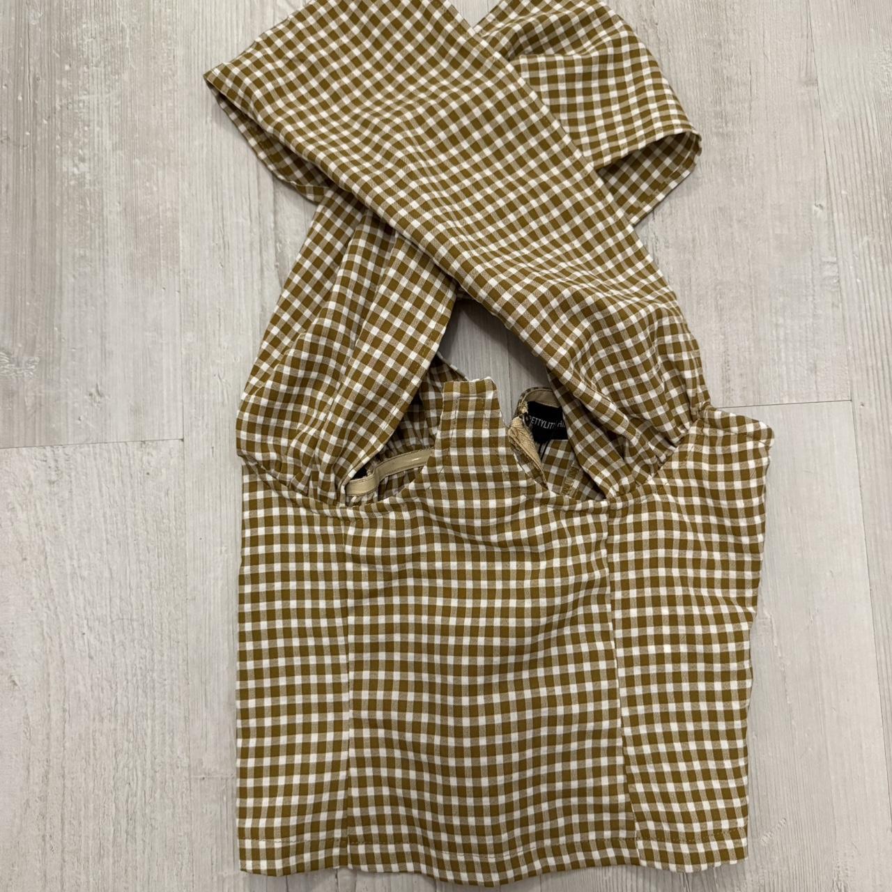 Beige and white cross over top from PLT. Never... | Depop