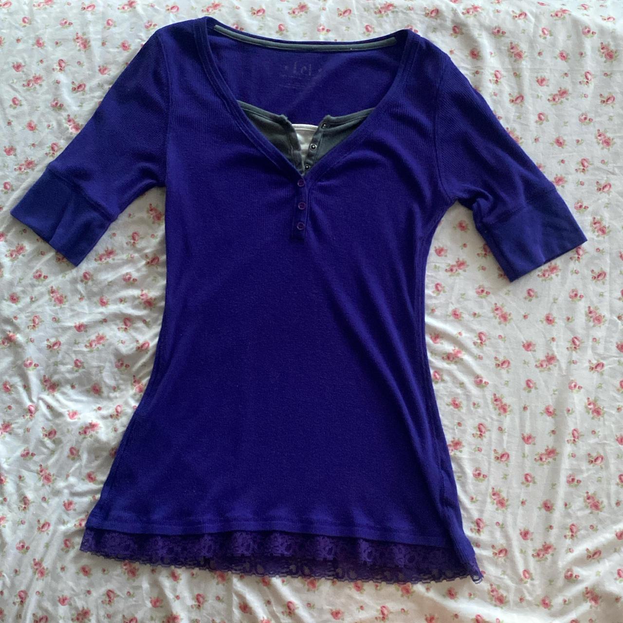 Super cute vintage lace Henley top with a built in... - Depop