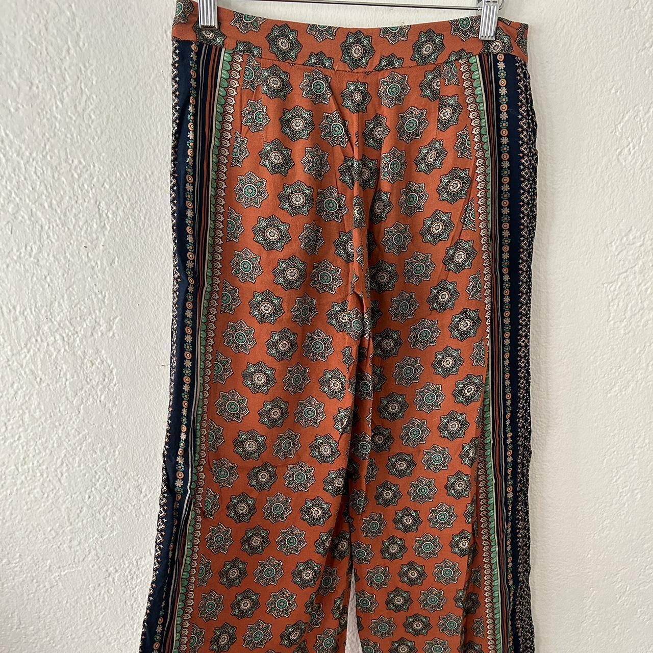Flowy patterned pants from ANTHROPOLOGIE - Depop