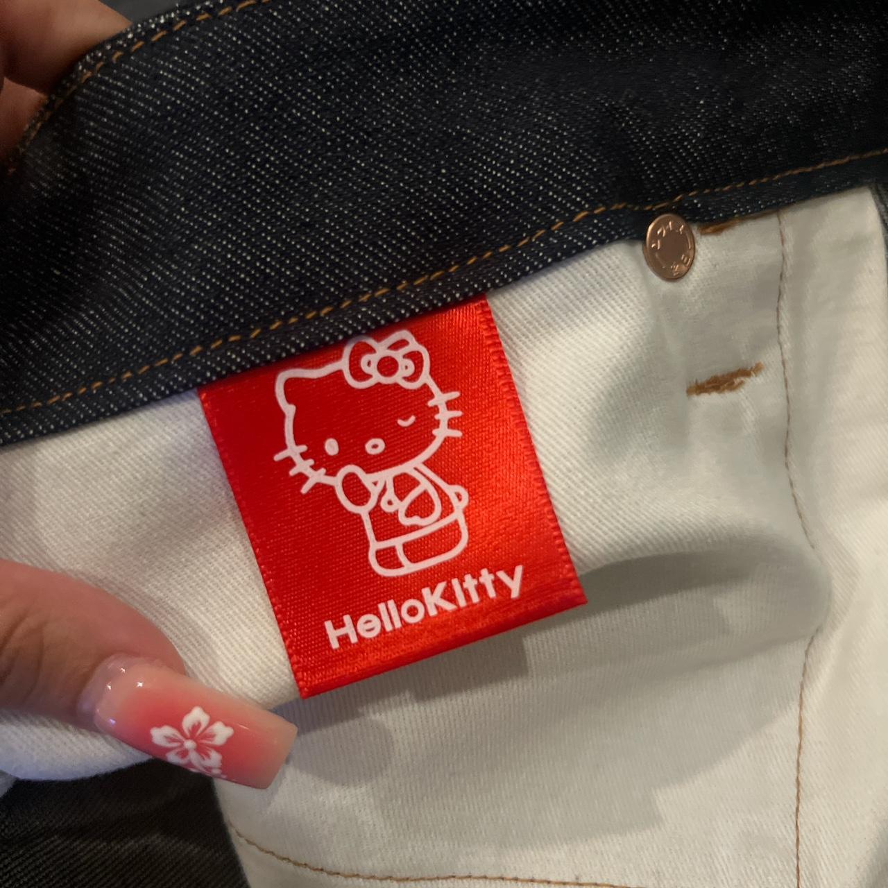 Evisu x hello kitty jeans with embroidered... - Depop