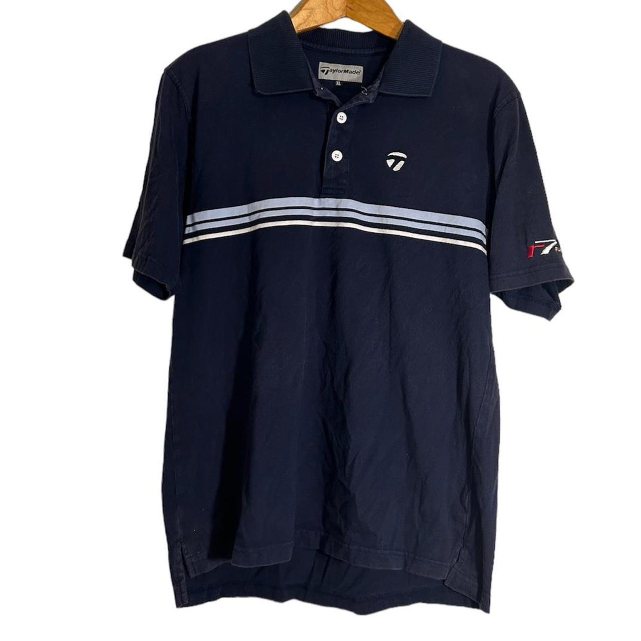 TaylorMade 2000s R7 blue chenille embroidered polo... - Depop