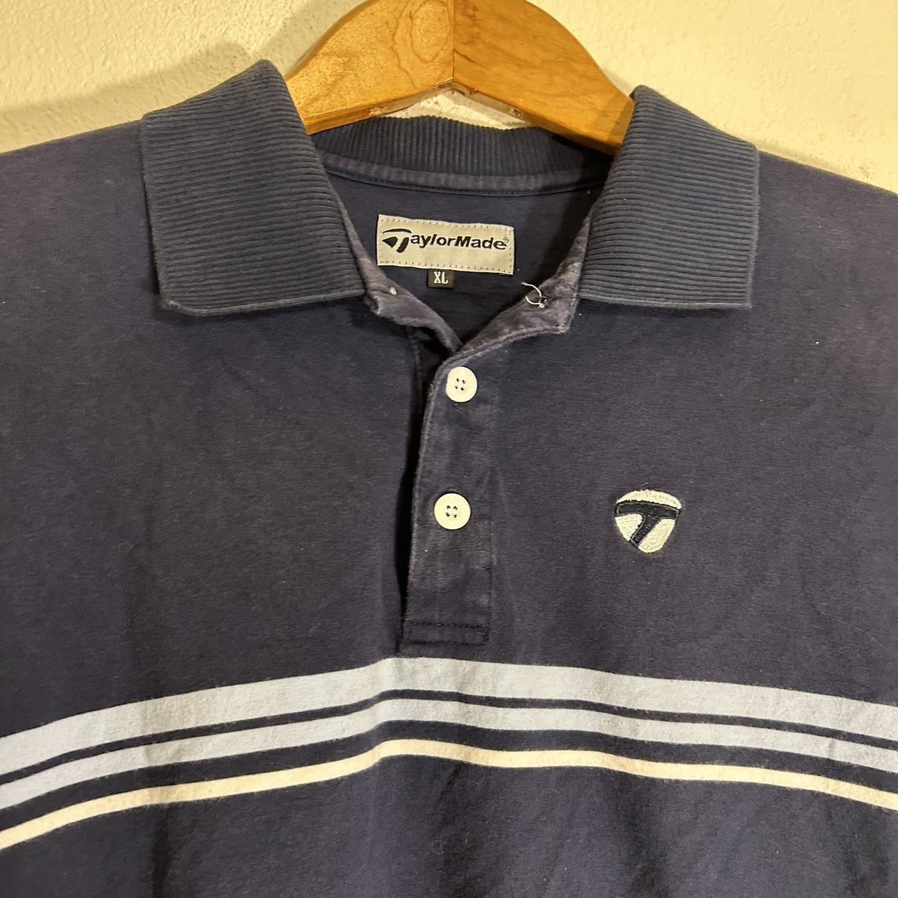TaylorMade 2000s R7 blue chenille embroidered polo... - Depop