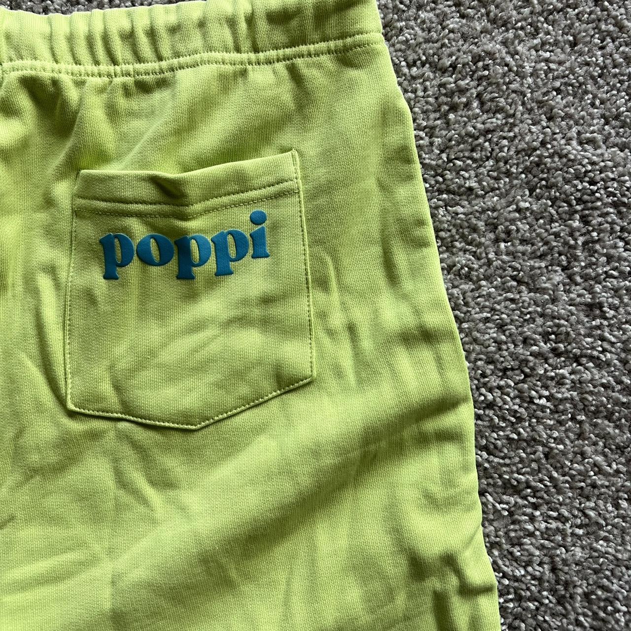 POPPI lime green MERCH sweatshorts - Depop