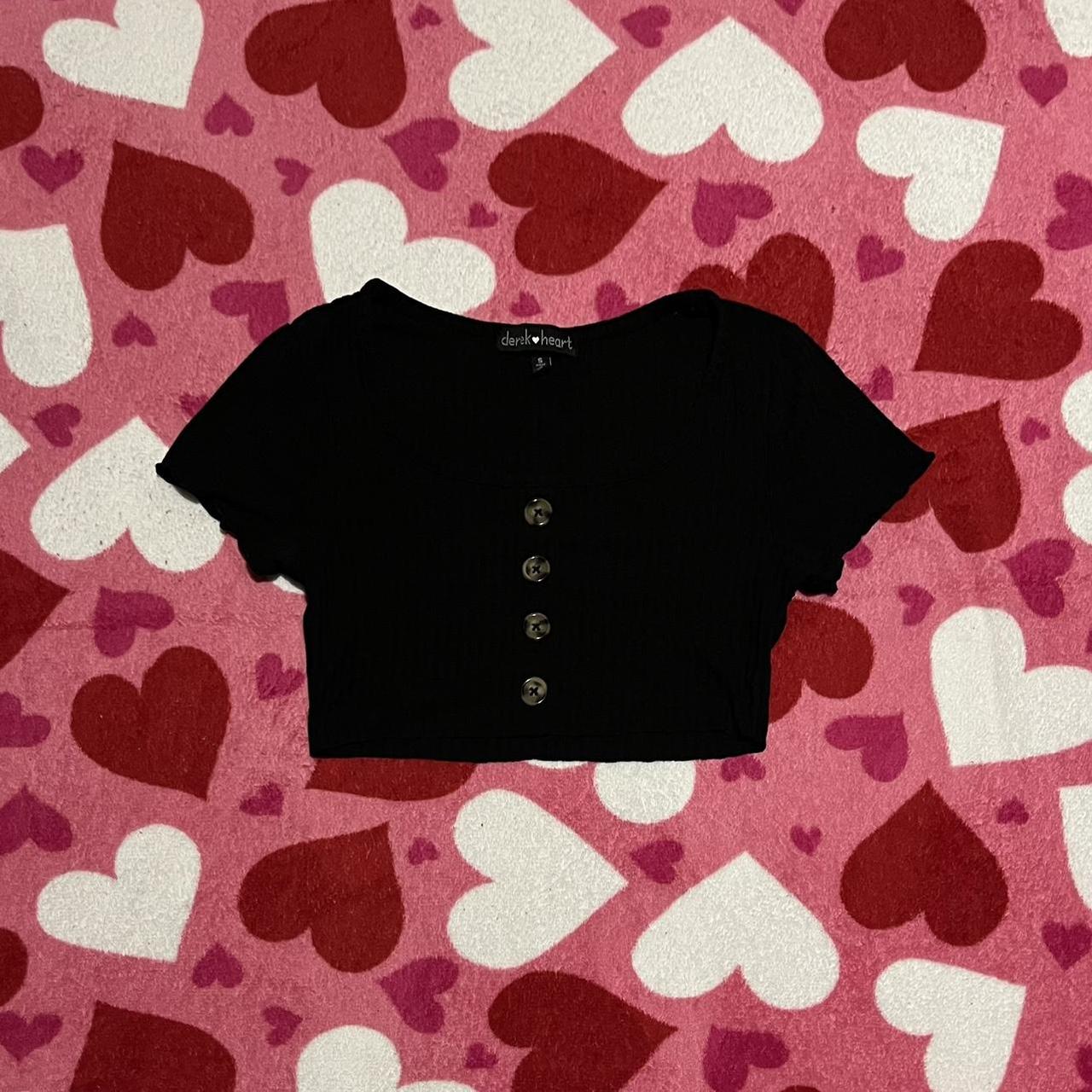 black fake button crop top shirt - Depop