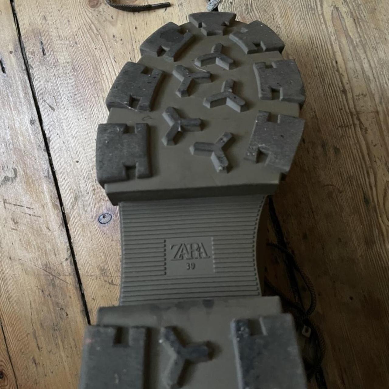 Chunky Khaki Boots from Zara Size 6... - Depop